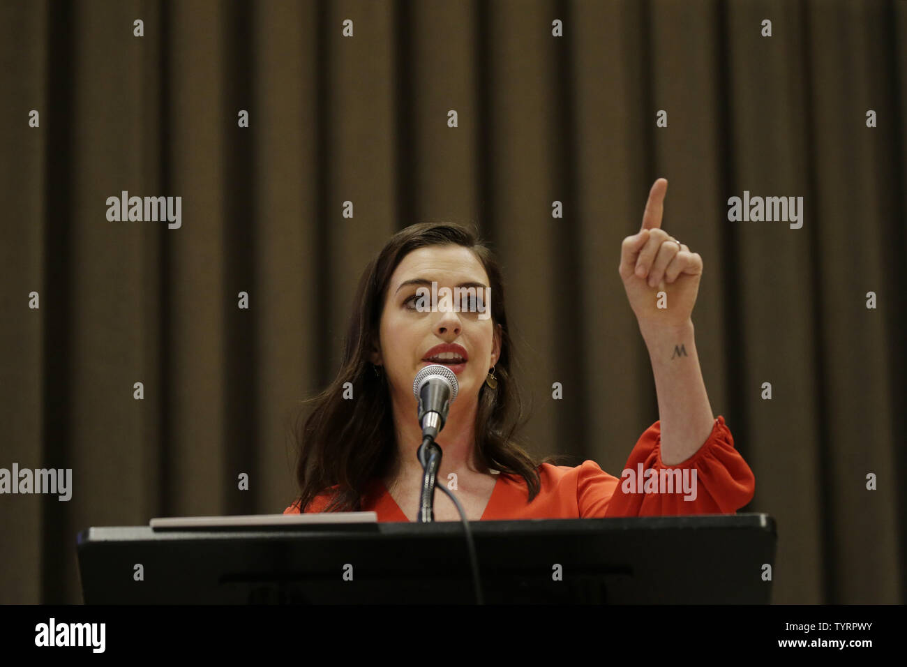 Actress And Un Women Global Goodwill Ambassador Anne Hathaway Speaks At