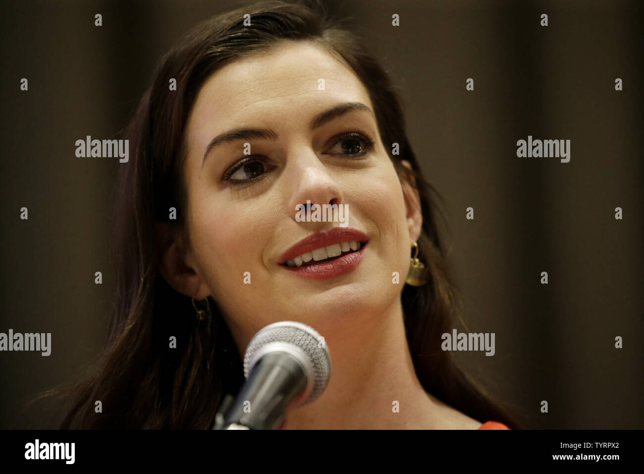 Actress And Un Women Global Goodwill Ambassador Anne Hathaway Speaks At
