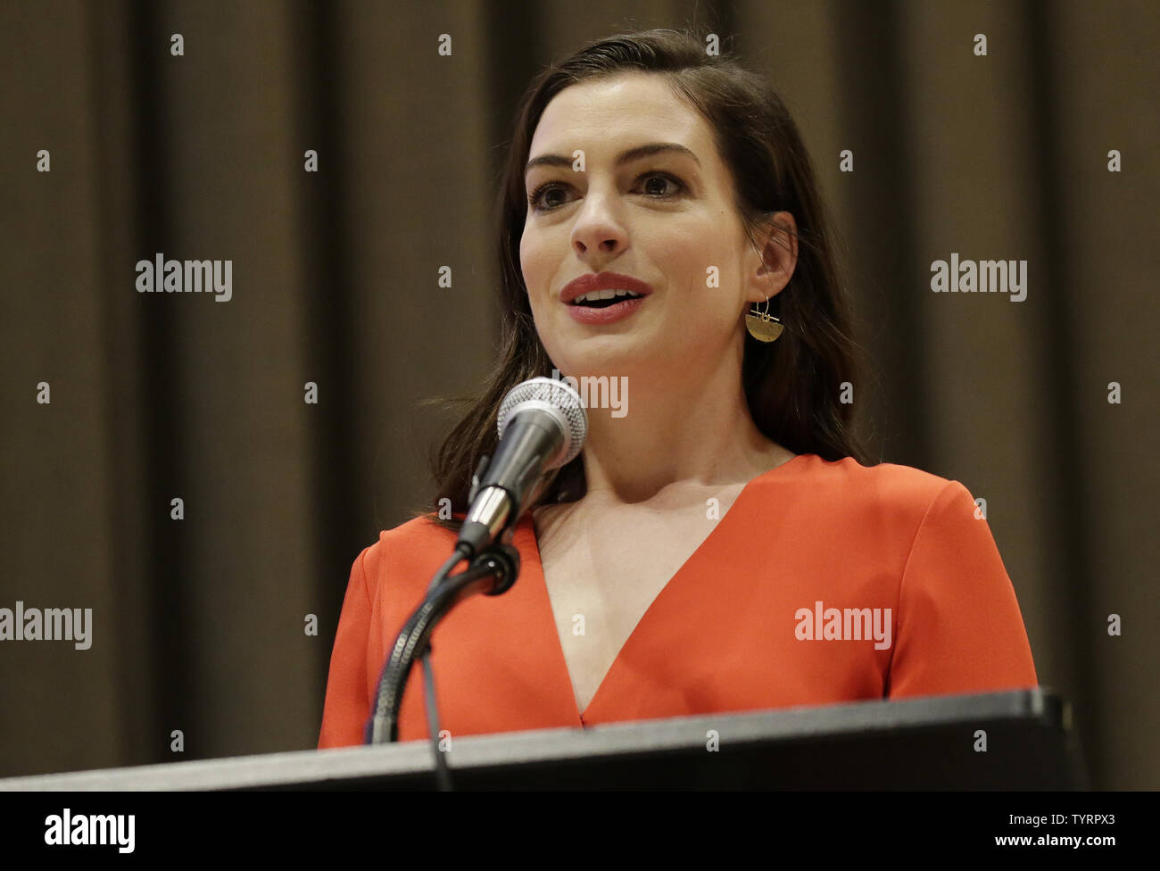 Actress And Un Women Global Goodwill Ambassador Anne Hathaway Speaks At