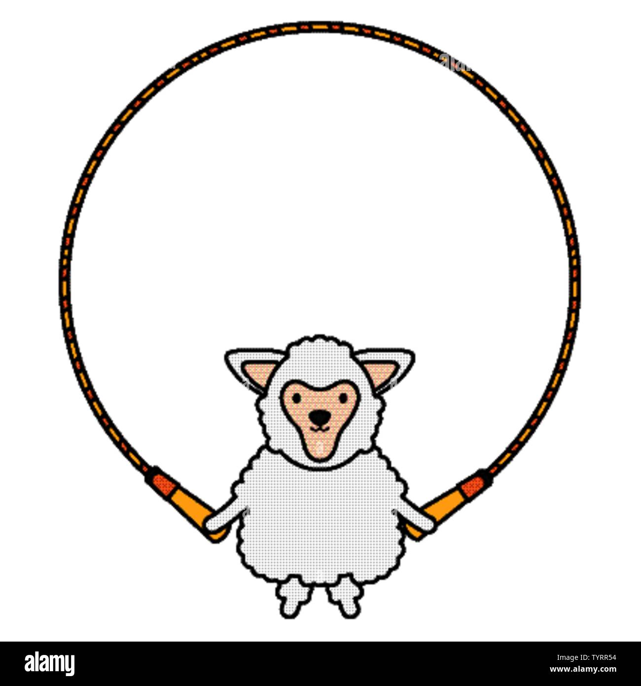 cute sheep jumpin rope childish character vector illustration design ...