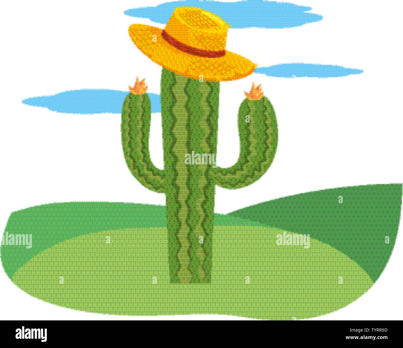 cactus outdoor wearing hat cartoon vector illustration graphic design ...