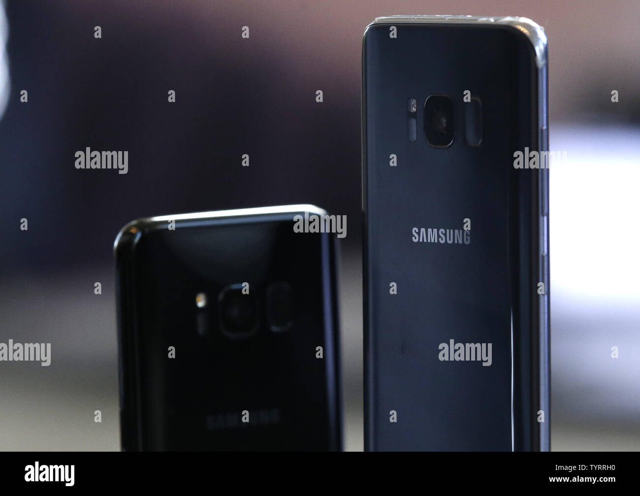 The Galaxy S8 is on display when Samsung unveils its newest Galaxy ...