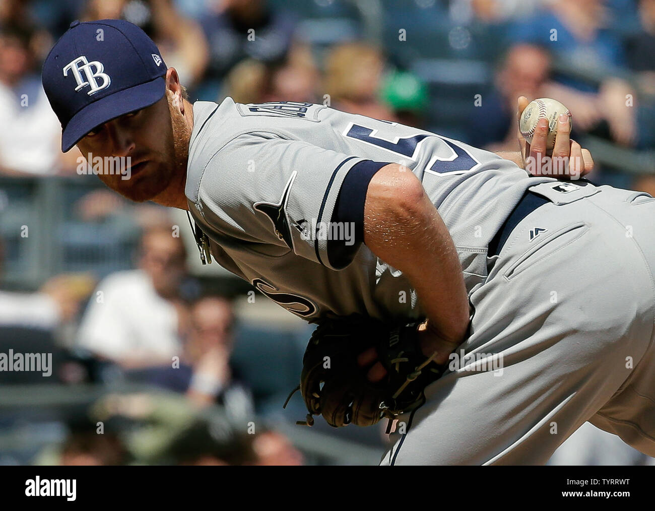 Tampa Bay Rays starting pitcher Alex Cobb checks New York Yankees ...