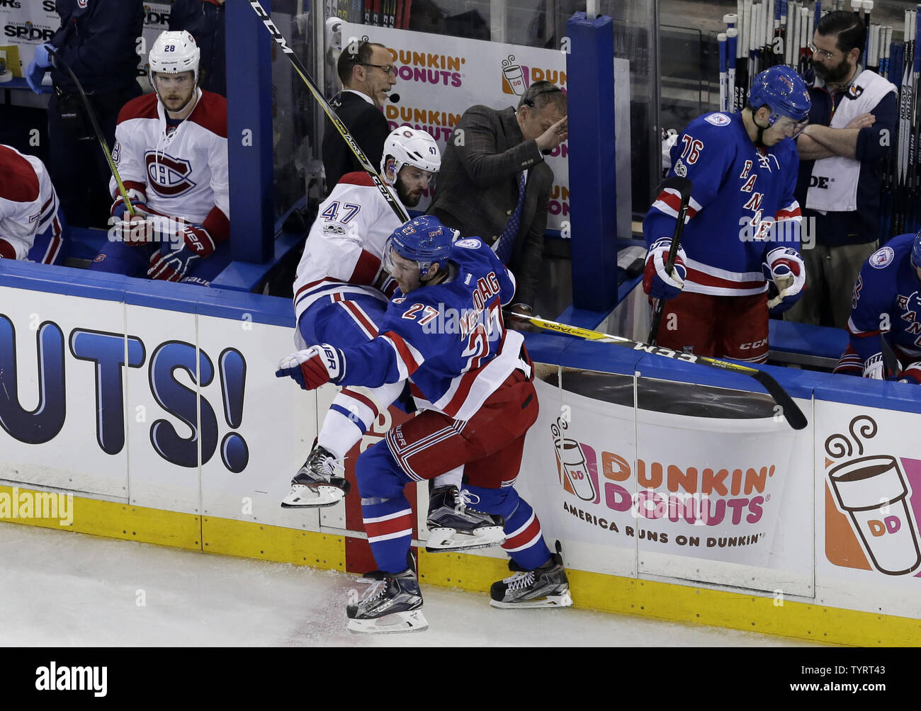 Montreal Canadiens Alexander Radulov collides with New York Rangers ...