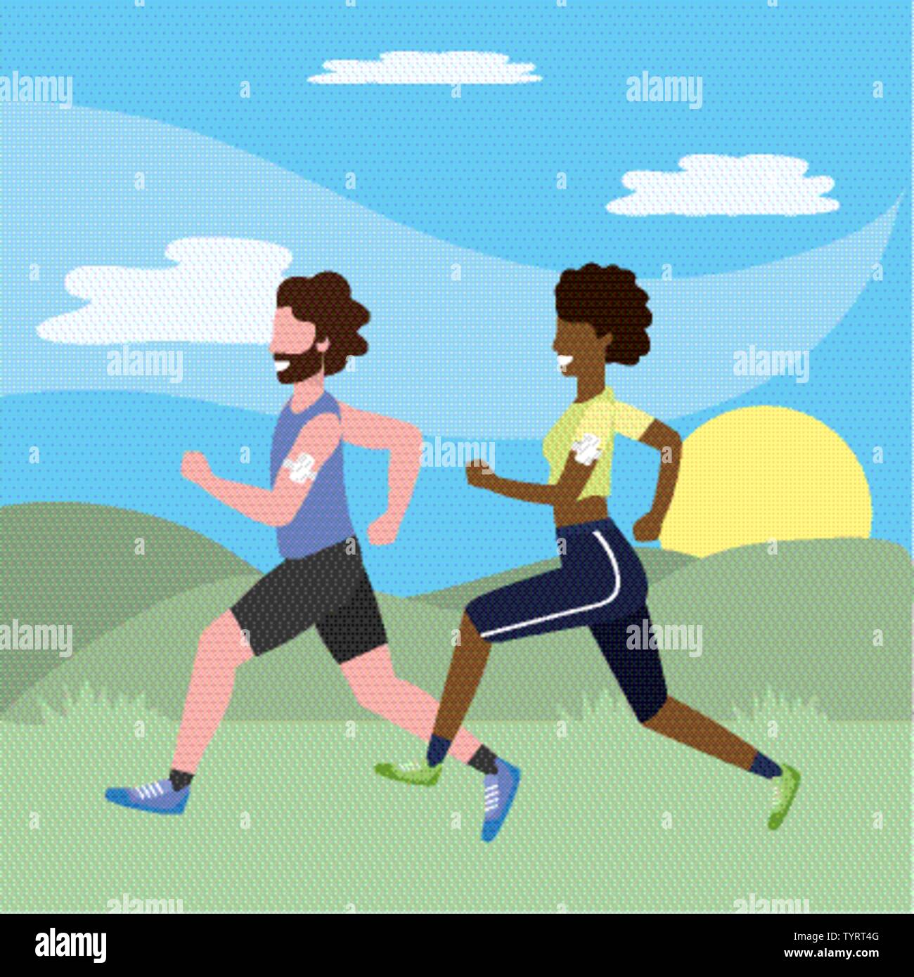fitness exercise couple running workout healthy fit lifestyle outdoor ...