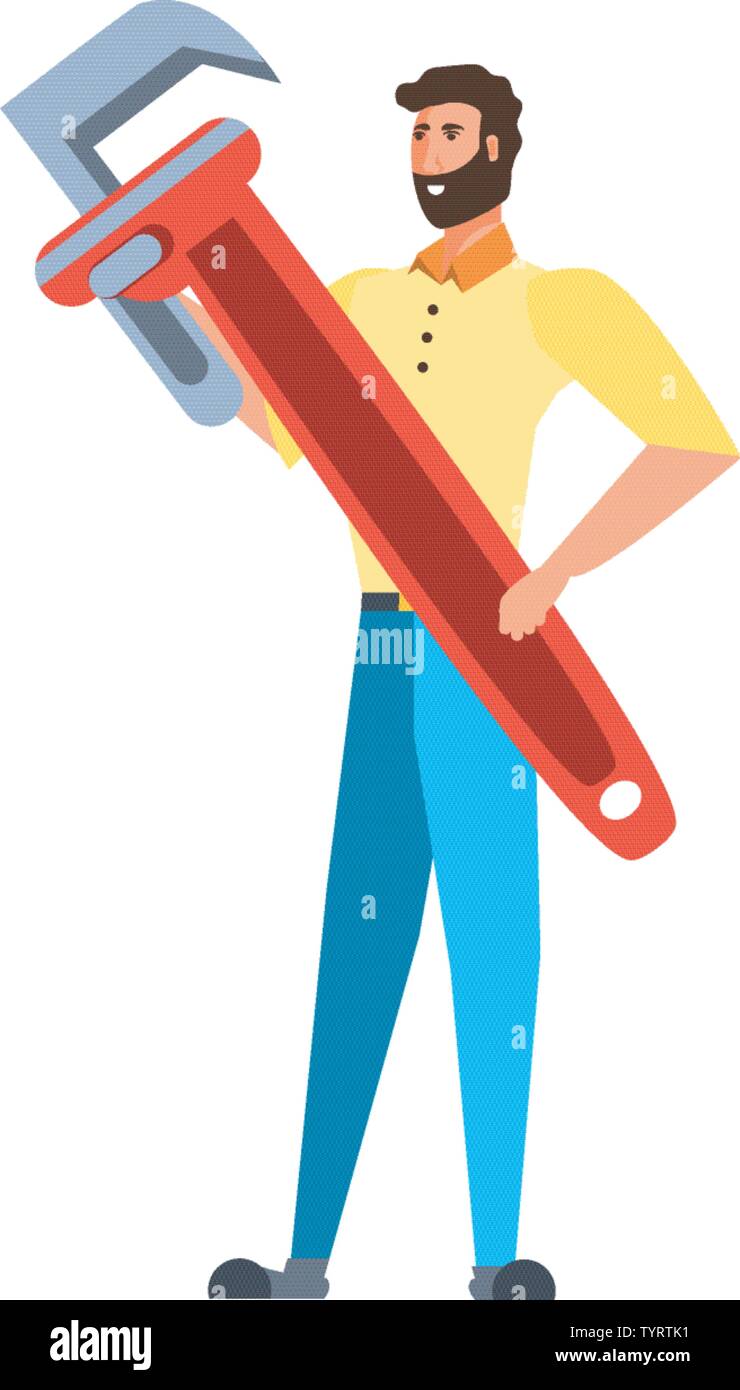 Avatar man and wrench design, under construction work repair progress ...
