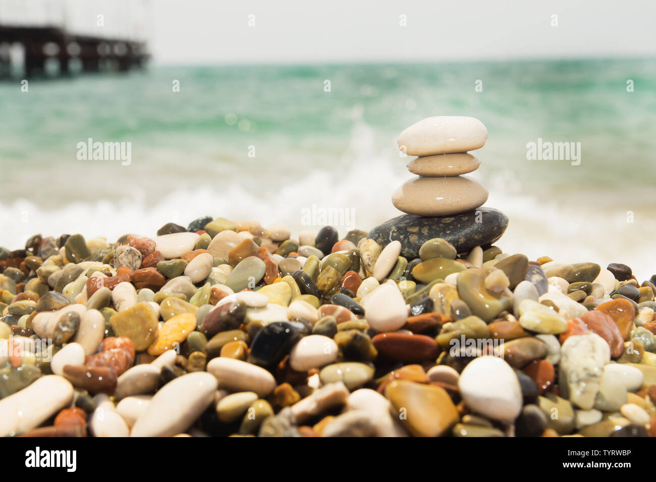 Stone stack on the beach Stock Photo - Alamy
