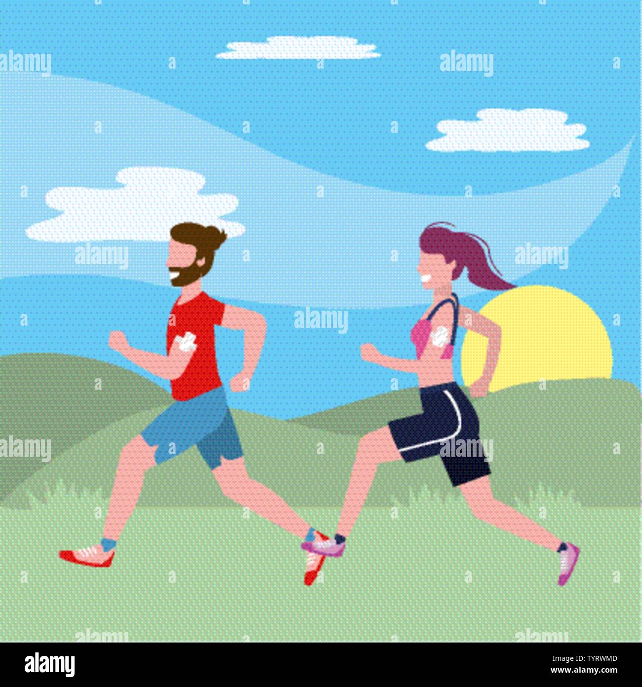 fitness exercise couple running workout healthy fit lifestyle outdoor ...