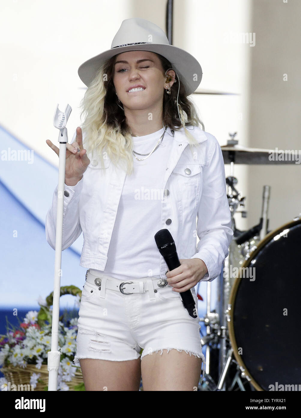 Miley Cyrus performs on the NBC Today Show at Rockefeller Center in New ...