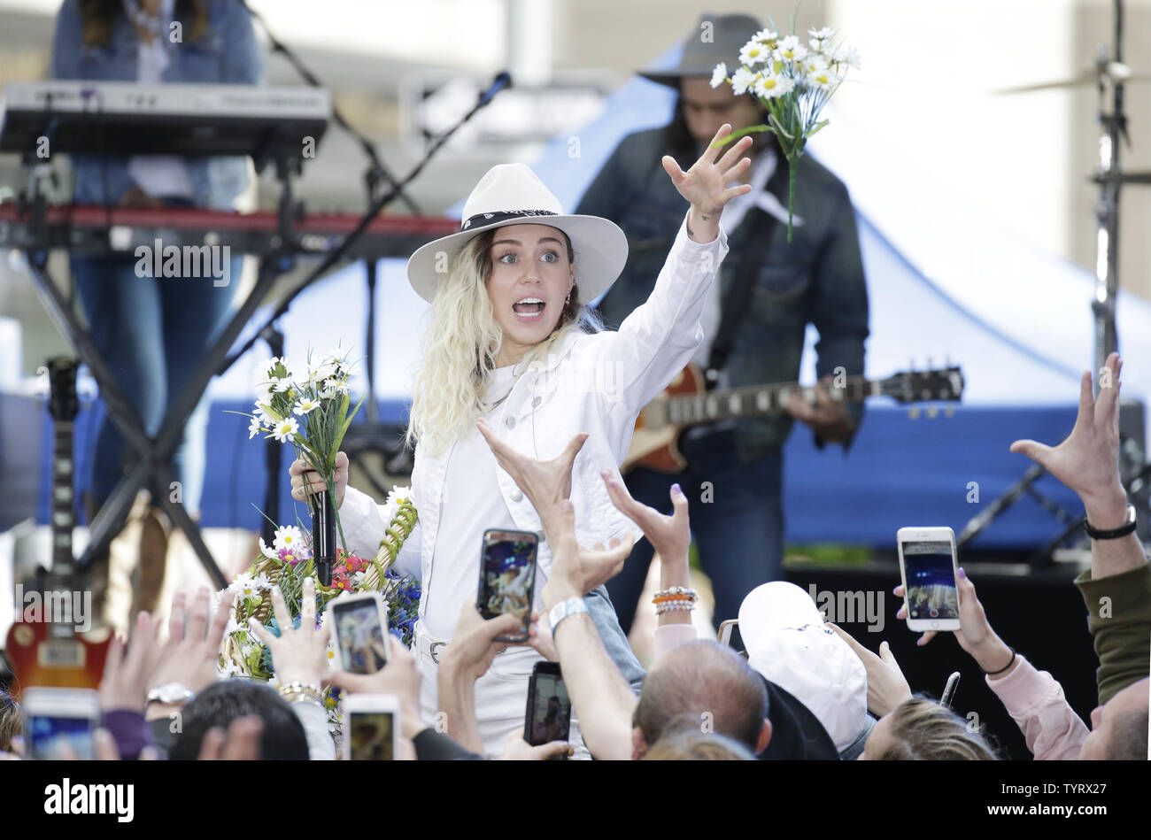 Miley Cyrus performs on the NBC Today Show at Rockefeller Center in New ...