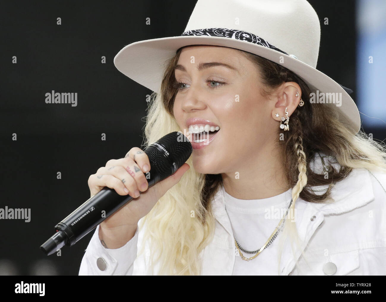 Miley Cyrus performs on the NBC Today Show at Rockefeller Center in New ...