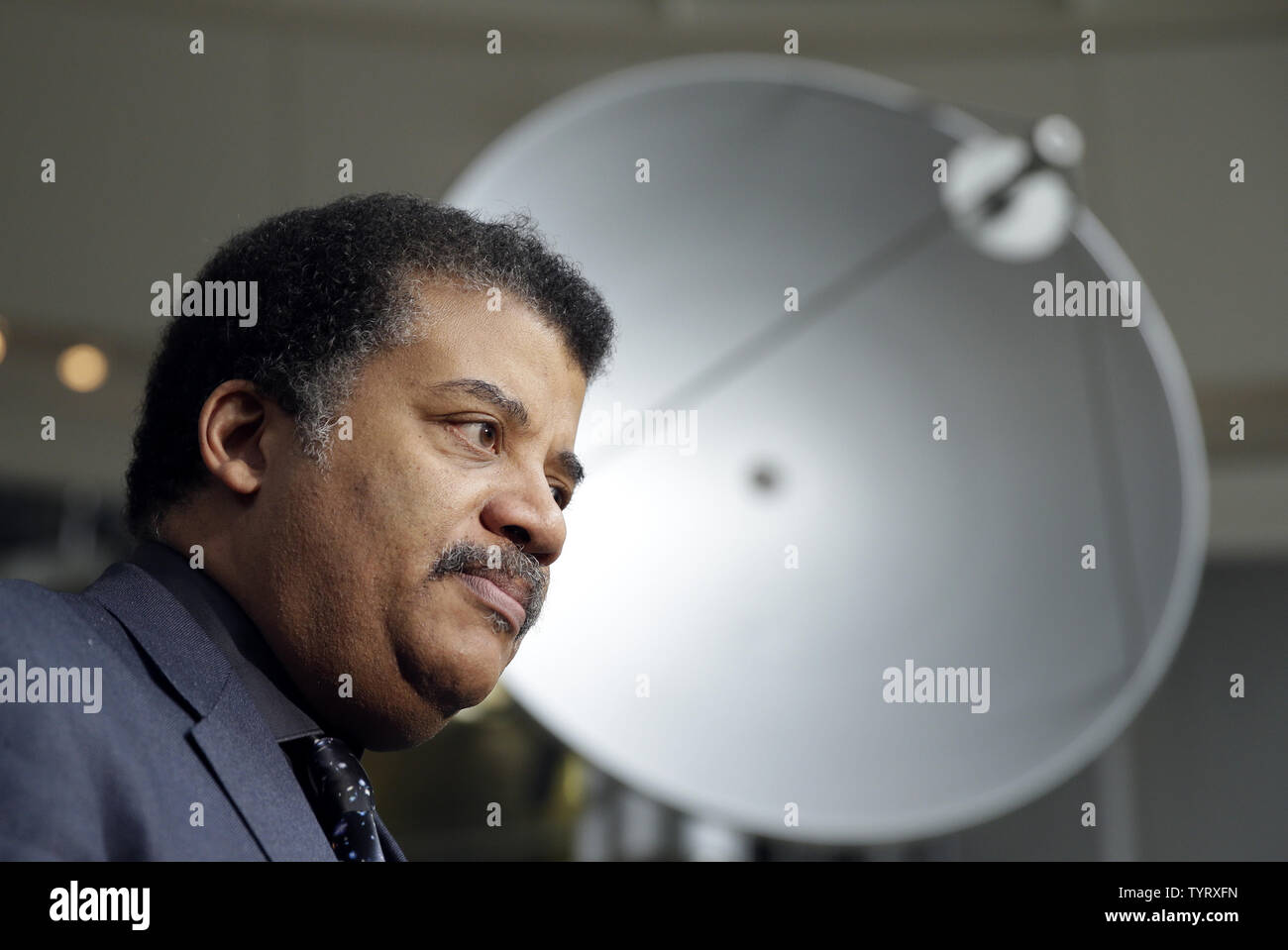 Scientist Dr. Neil deGrasse Tyson is interviewed before a press event ...