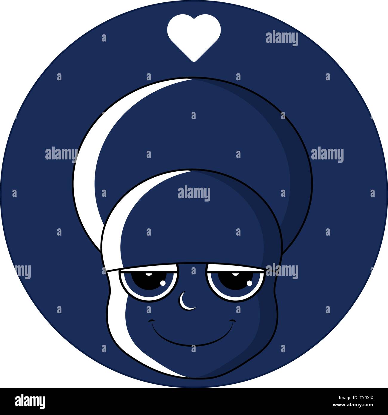 Head icon of cute girl with heart over head. Smug expression Stock ...