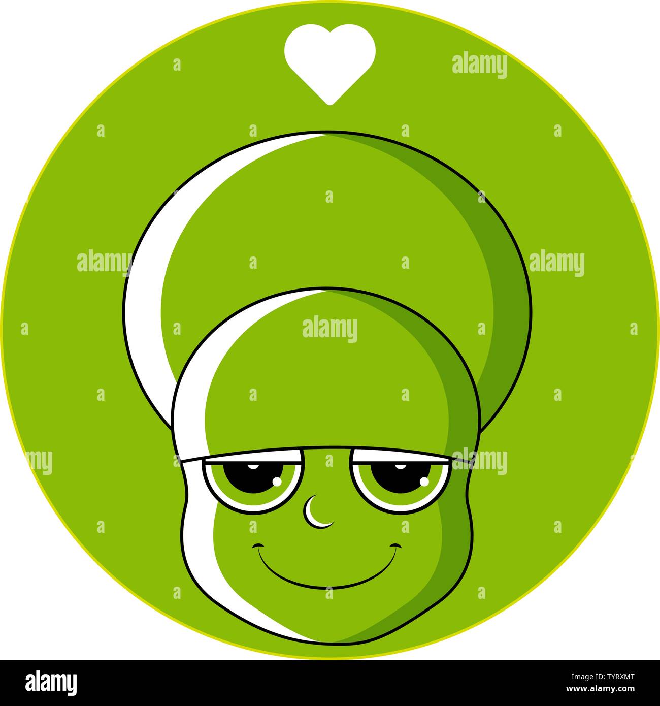 Head icon of cute girl with heart over head. Smug expression Stock ...