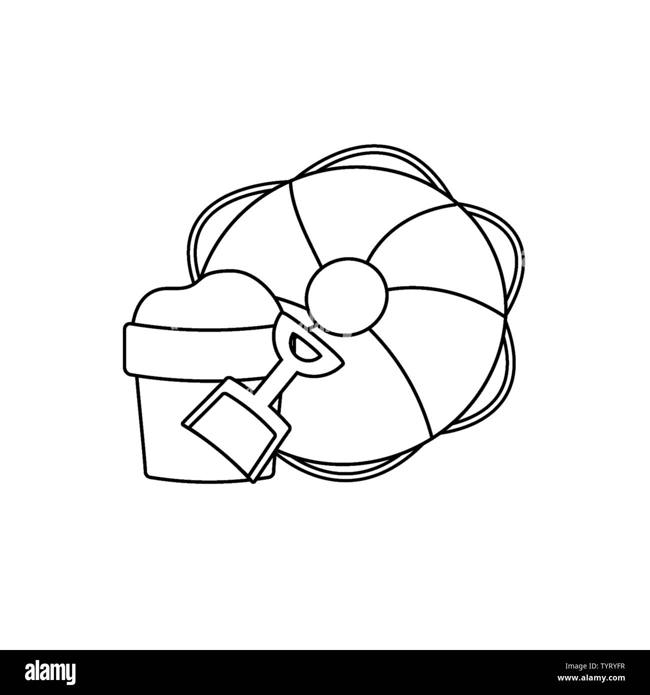 float protection and bucket with sand vector illustration design Stock ...