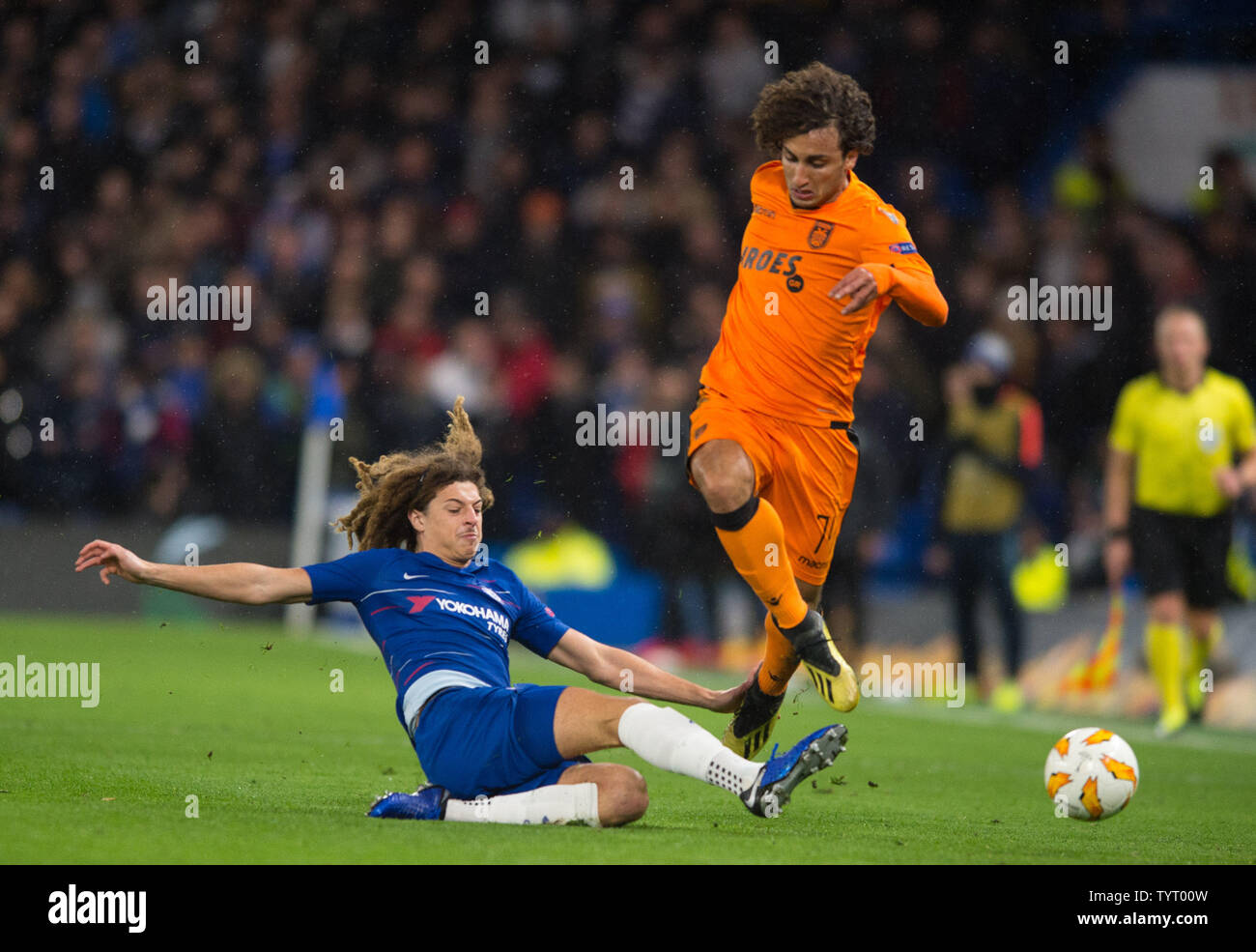 Chelsea's Ethan Ampadu and PAOK Amr Warda during the UEFA Europa League ...