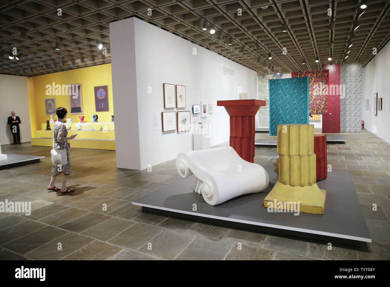 Ceramics and other items are on display at a press preview of Ettore ...