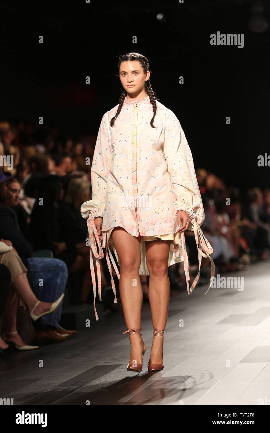 A model walks on the runway at the Project Runway fashion show during ...