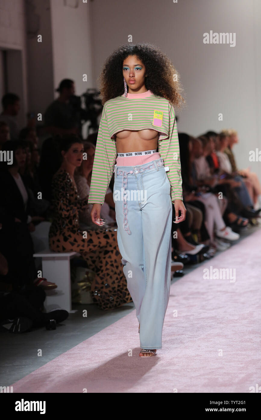 A model walks on the runway at the GCDS fashion show during New York ...