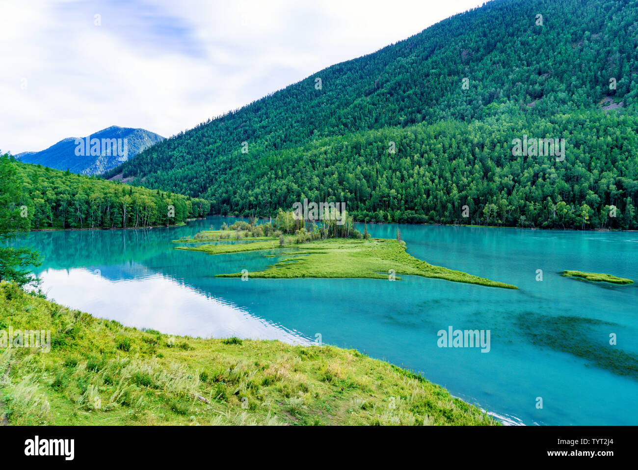 Kanas Lake Wolong Bay Xinjiang summer Stock Photo - Alamy