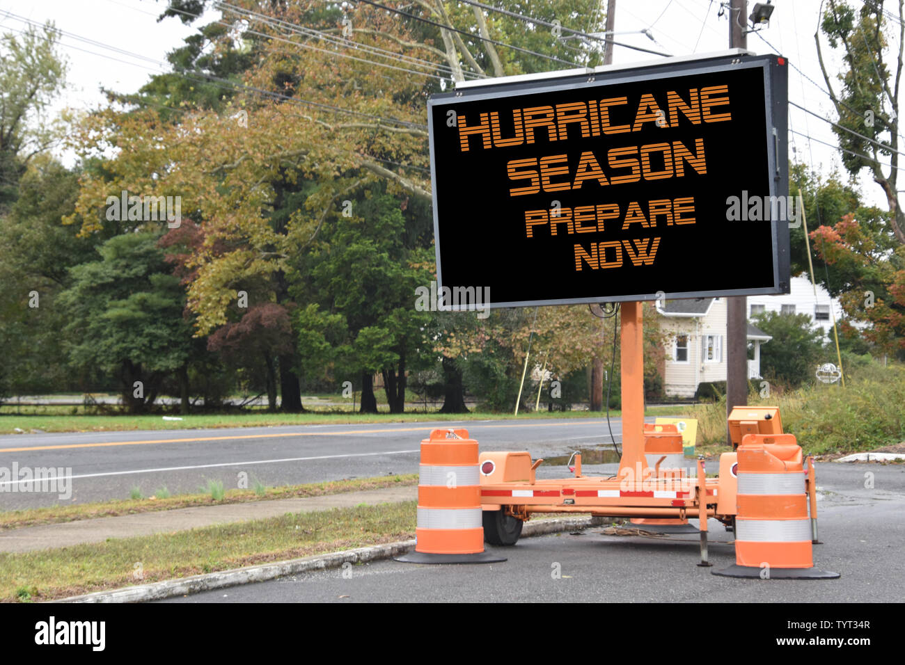Hurricane sign board storm hi-res stock photography and images - Alamy