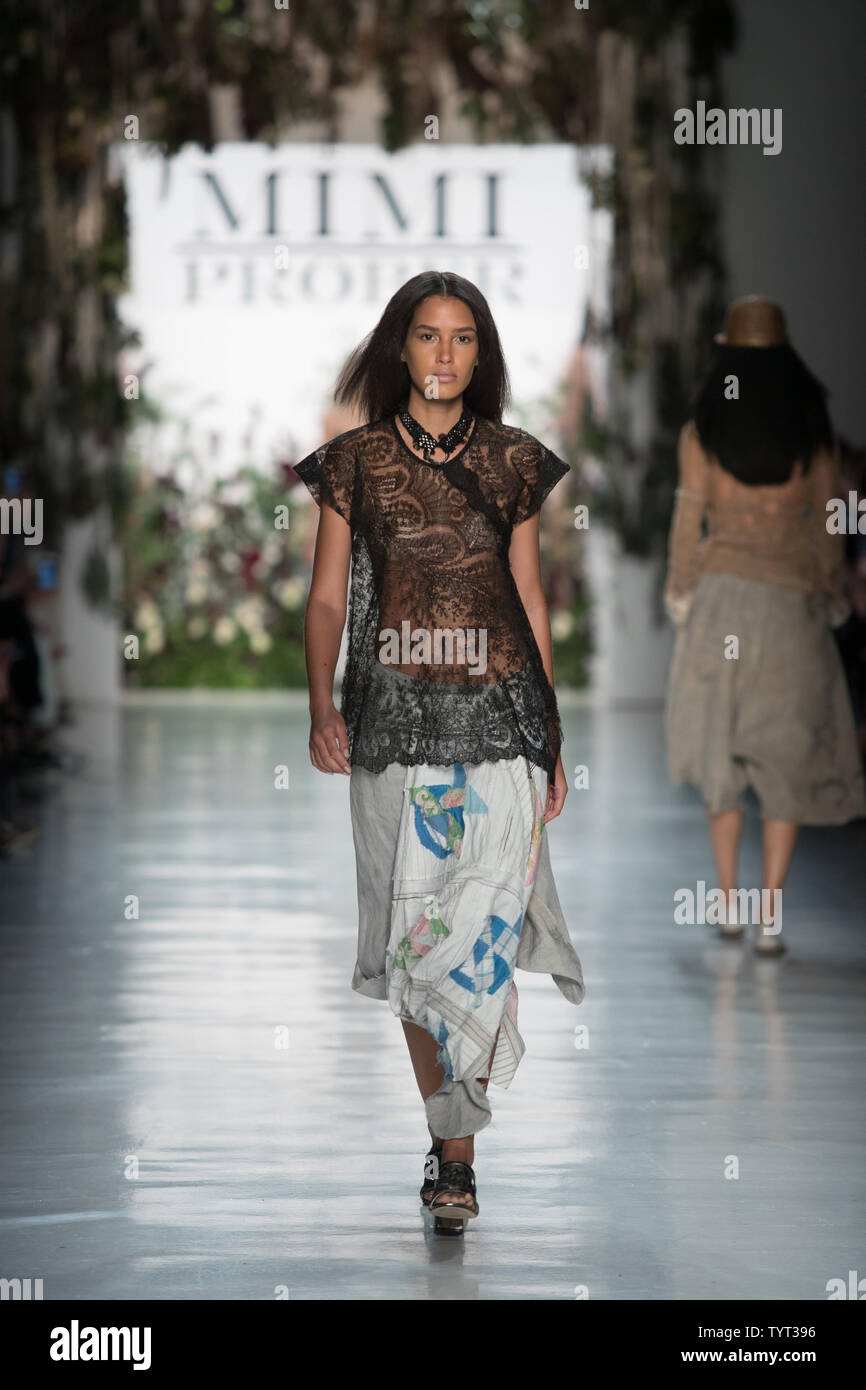 A model walks on the runway at the Mimi Prober fashion show during New ...