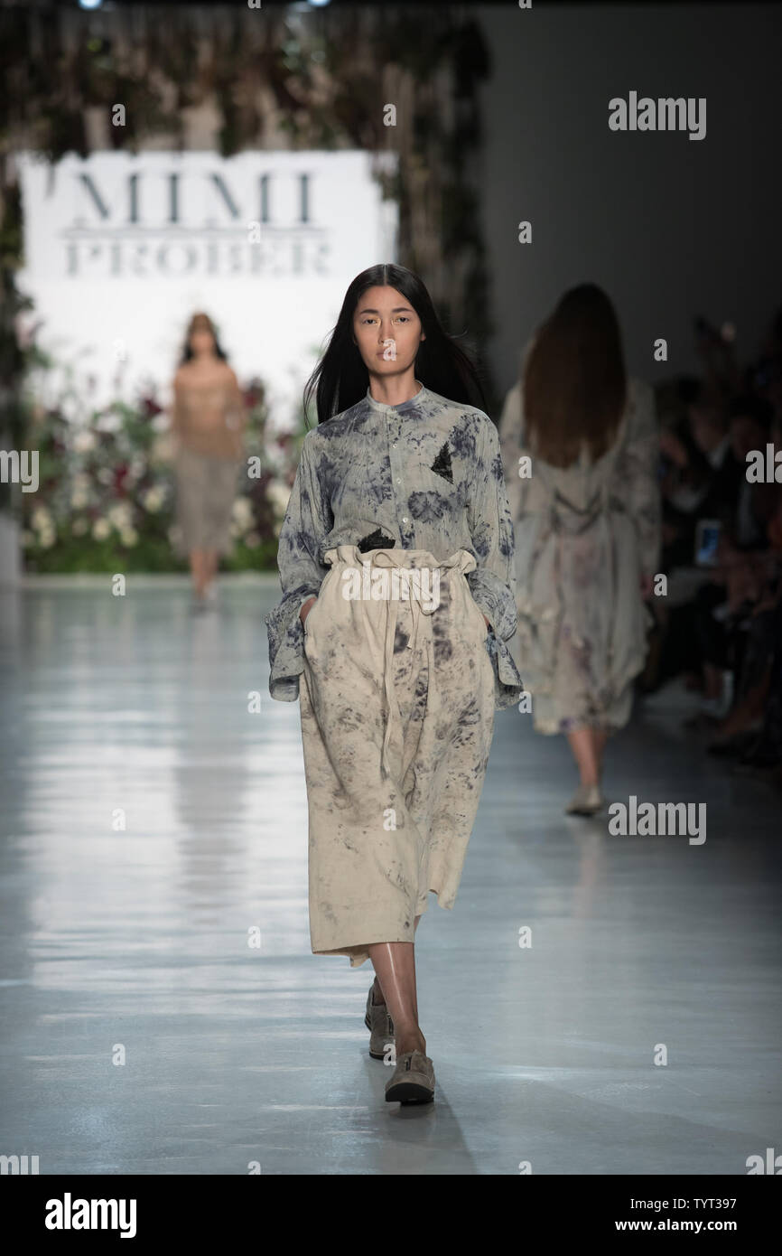 A model walks on the runway at the Mimi Prober fashion show during New ...