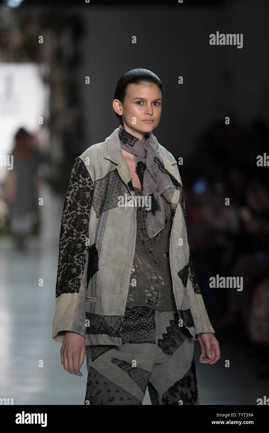 A model walks on the runway at the Mimi Prober fashion show during New ...