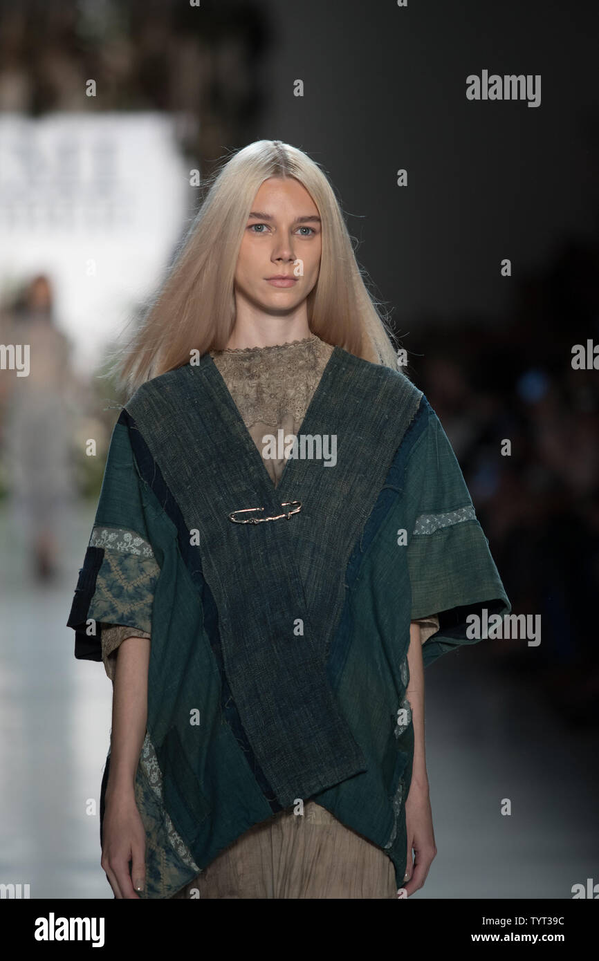 A model walks on the runway at the Mimi Prober fashion show during New ...