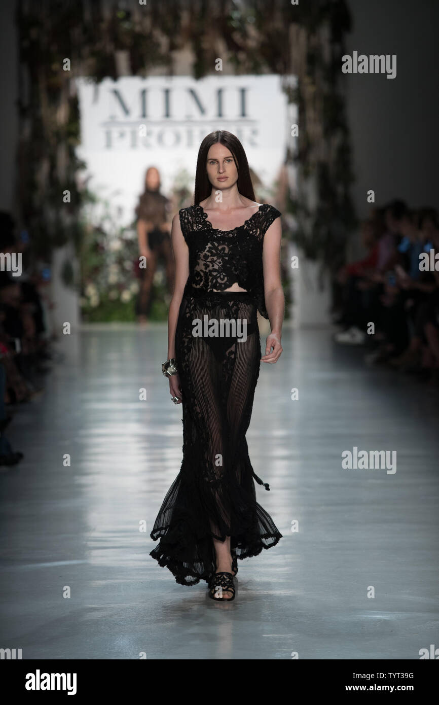 A model walks on the runway at the Mimi Prober fashion show during New ...