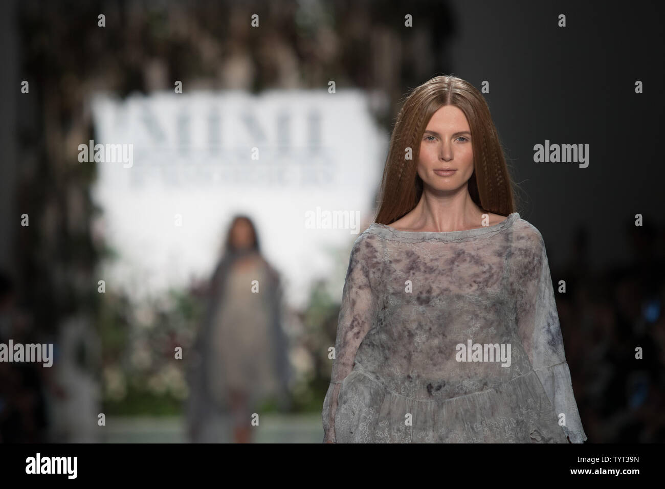 A model walks on the runway at the Mimi Prober fashion show during New ...