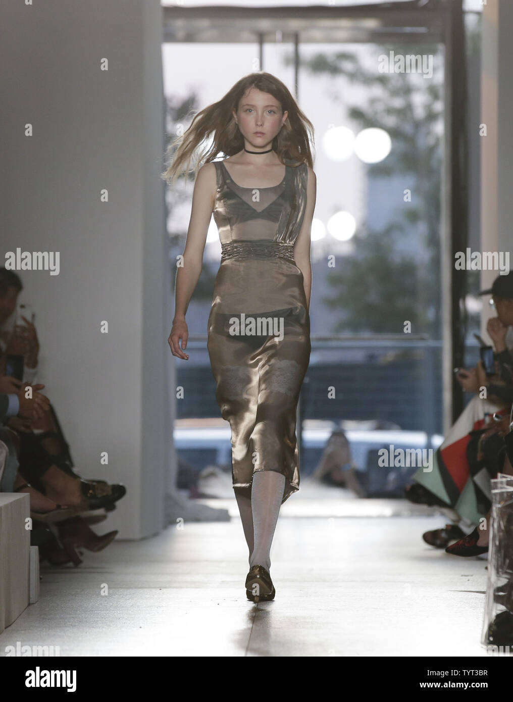 A model walks the runway for Calvin Luo fashion show during New York ...