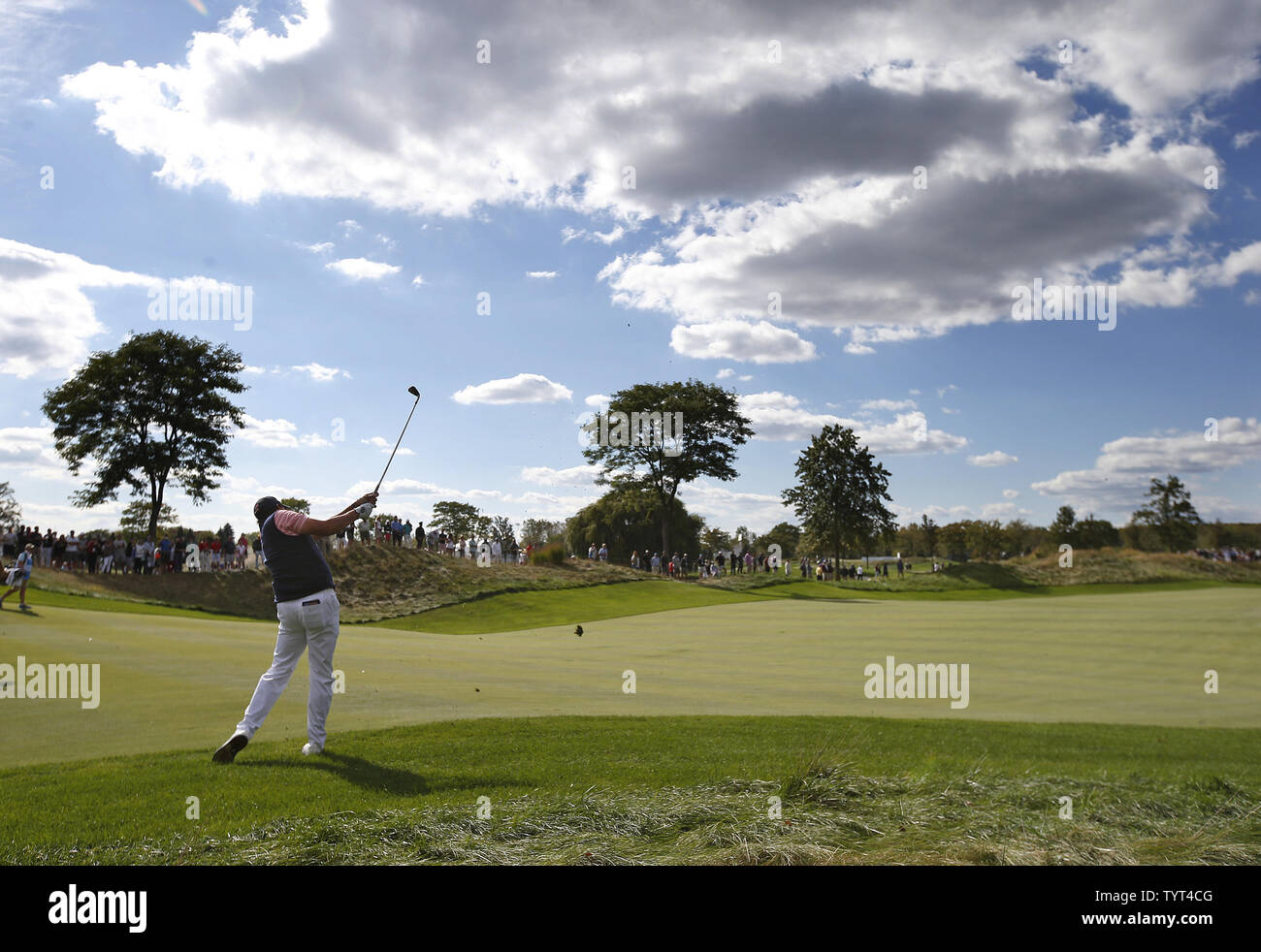 Phil Mickelson of the United States hits from the fairway on the 11th ...