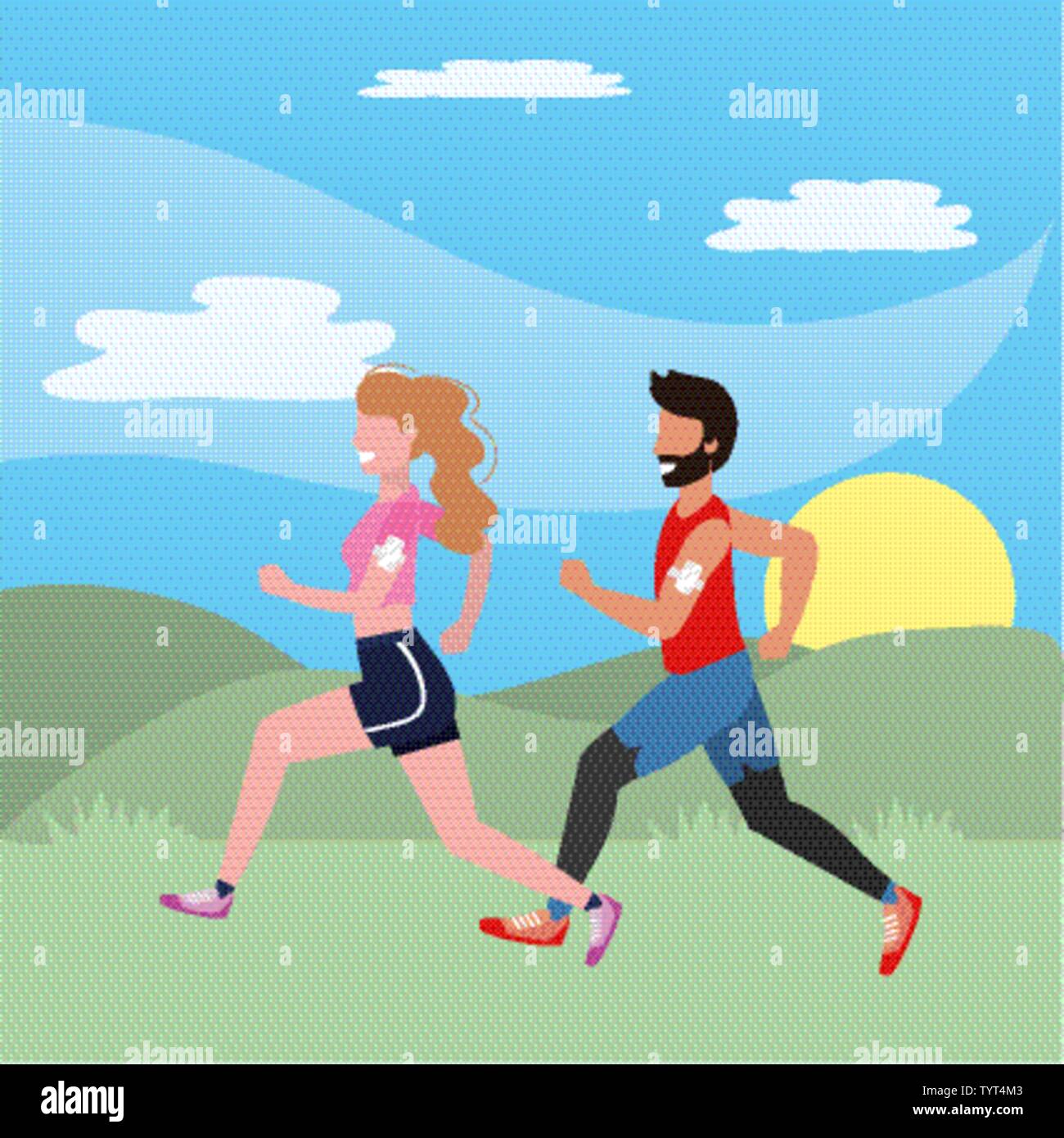 fitness exercise couple running workout healthy fit lifestyle outdoor ...