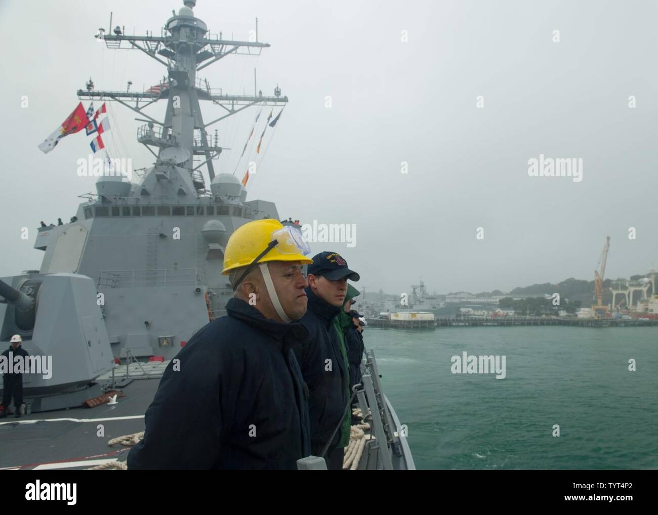 AUCKLAND, New Zealand (Nov. 25, 2016) Sailors man the rails as Arleigh ...