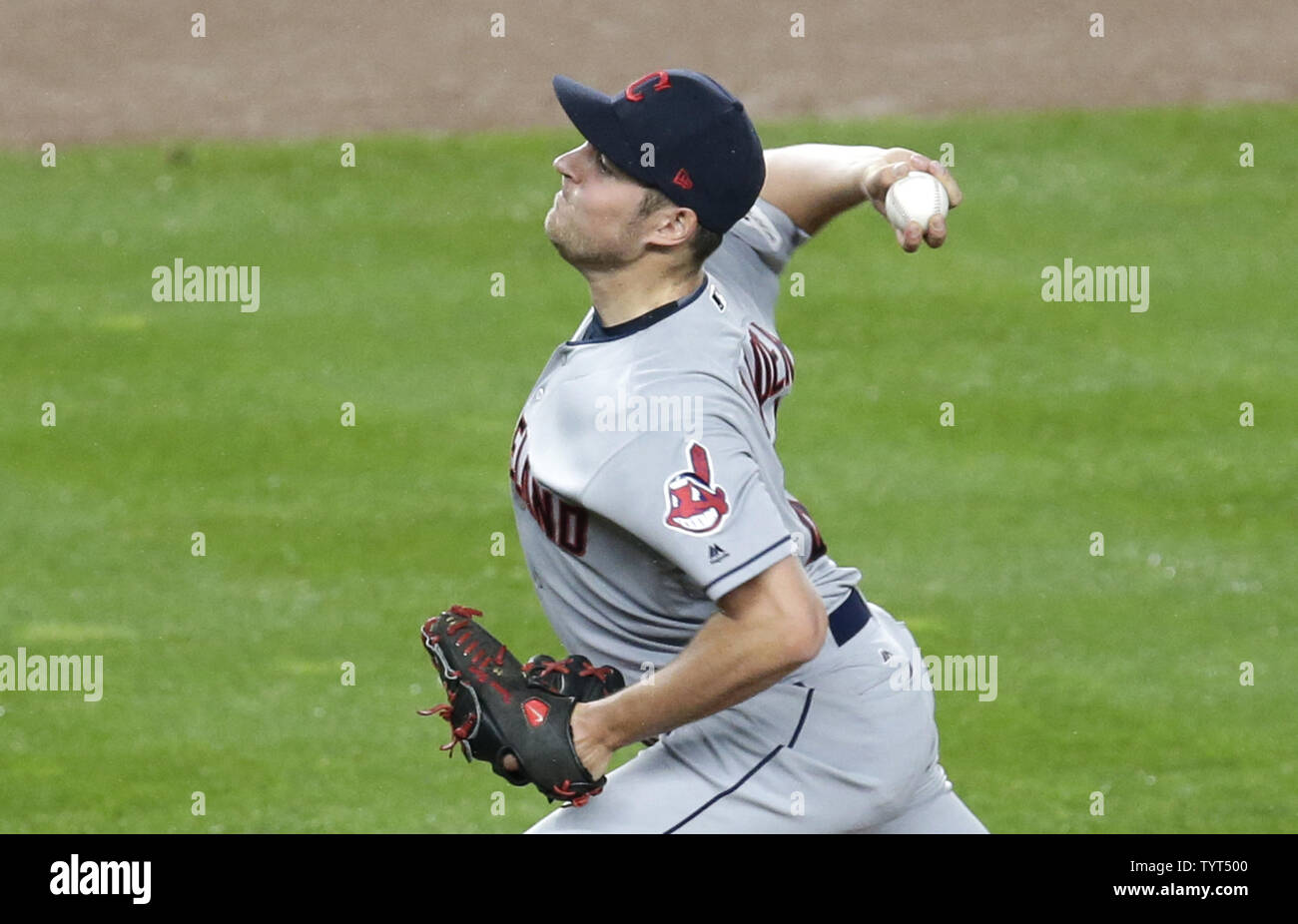 Cleveland Indians starting pitcher Trevor Bauer throws a pitch in the ...