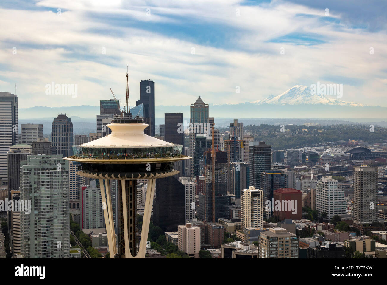 aerial view of the Space Needle, Seattle, Washington State, USA Stock ...