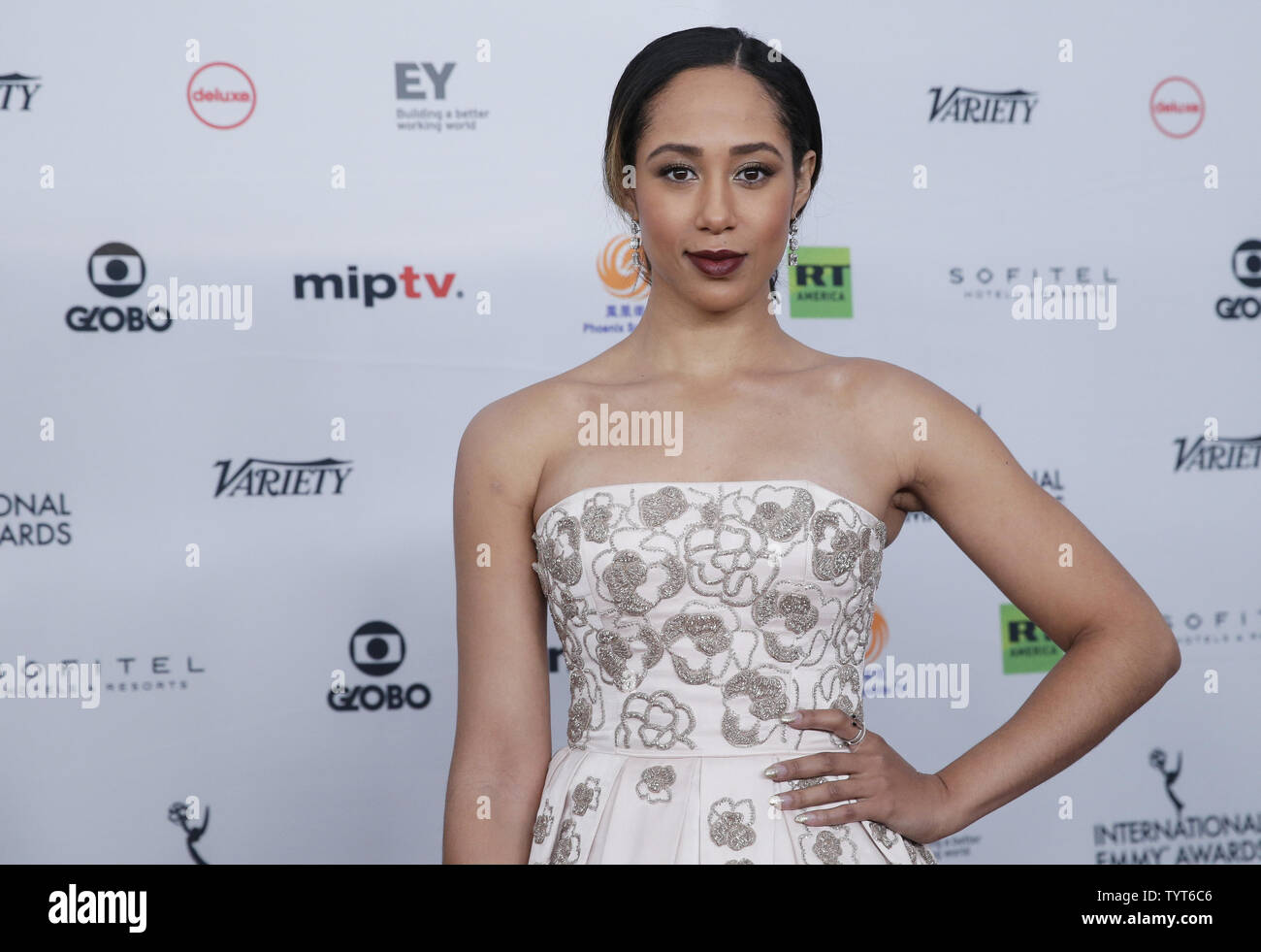 Margot Bingham arrives on the red carpet at the 45th International Emmy ...
