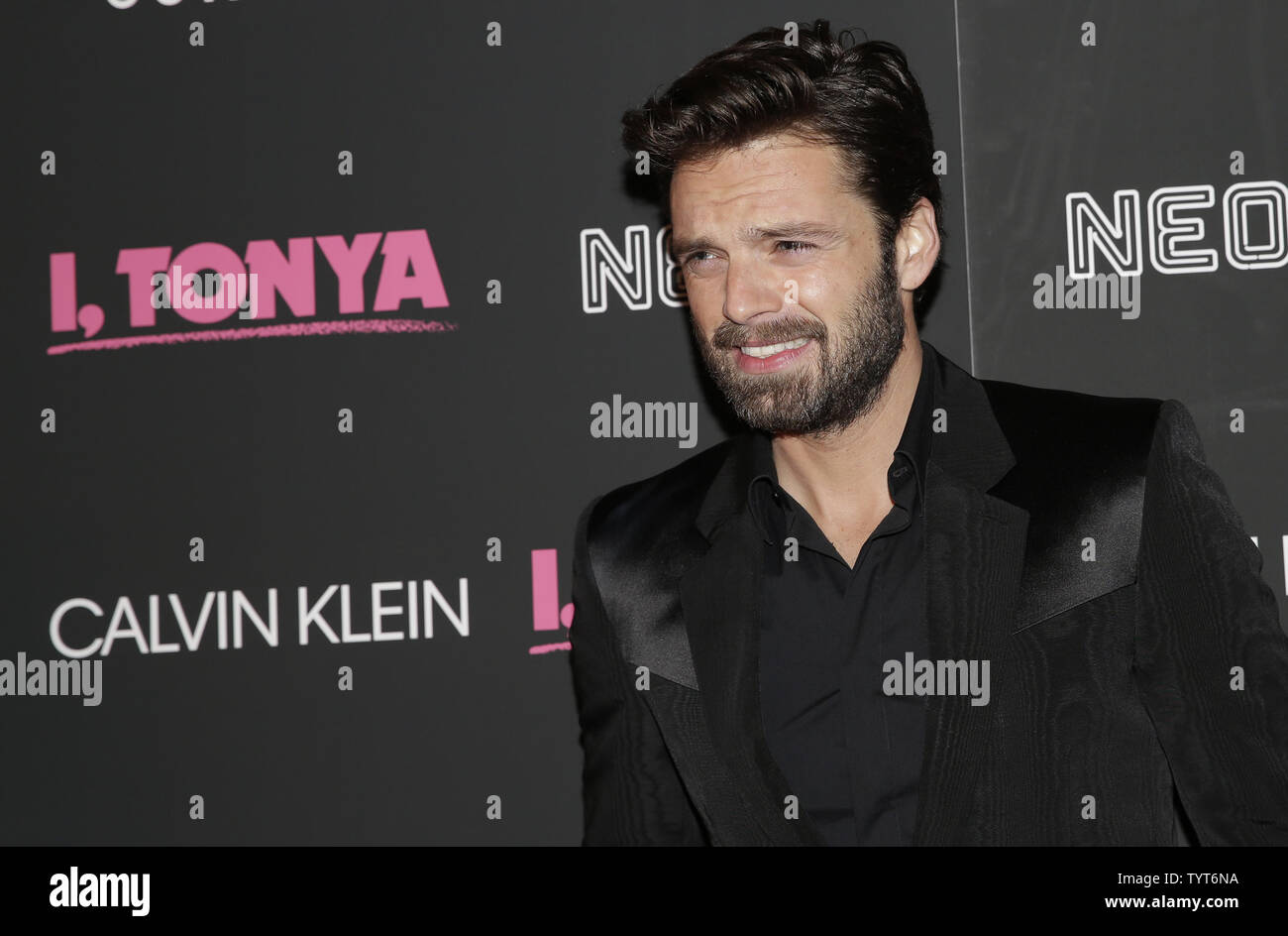Sebastian Stan arrives on the red carpet at the 'I, Tonya' New York ...