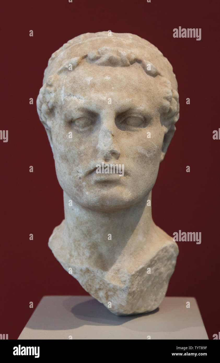 King Antiochus IV Epiphanes. Greek marble bust dated from around 175 BC ...