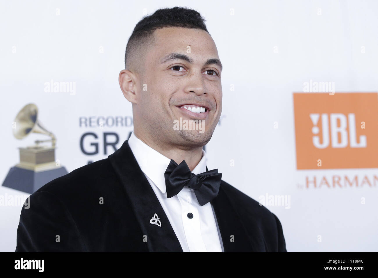 Giancarlo Stanton arrives on the red carpet at the Clive Davis and ...