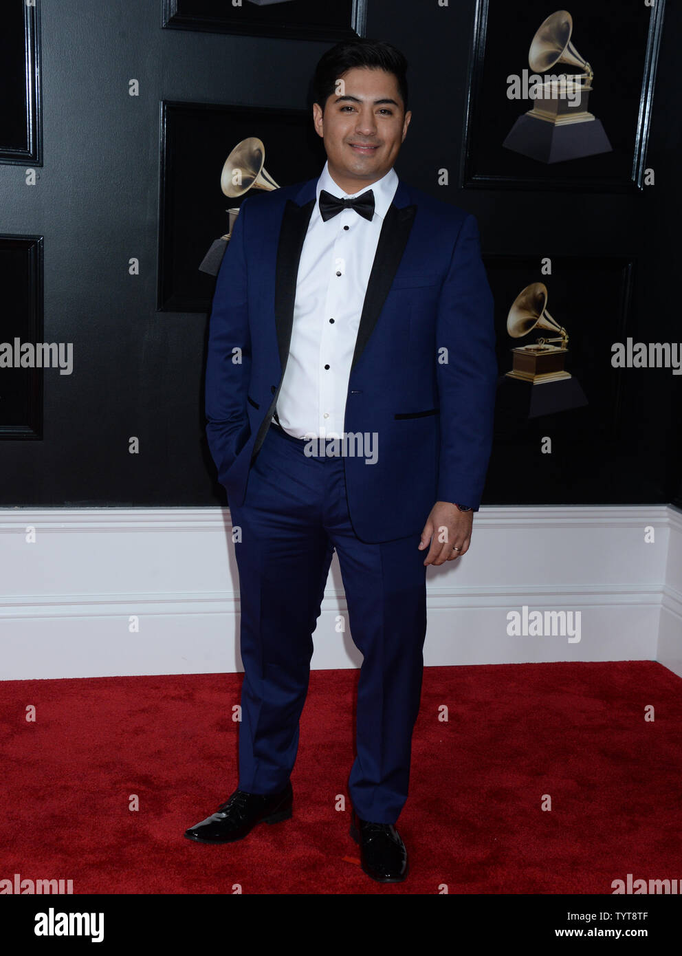 Tom MacDougall arrives on the red carpet at the 60th Annual Grammy Awards ceremony at Madison ...