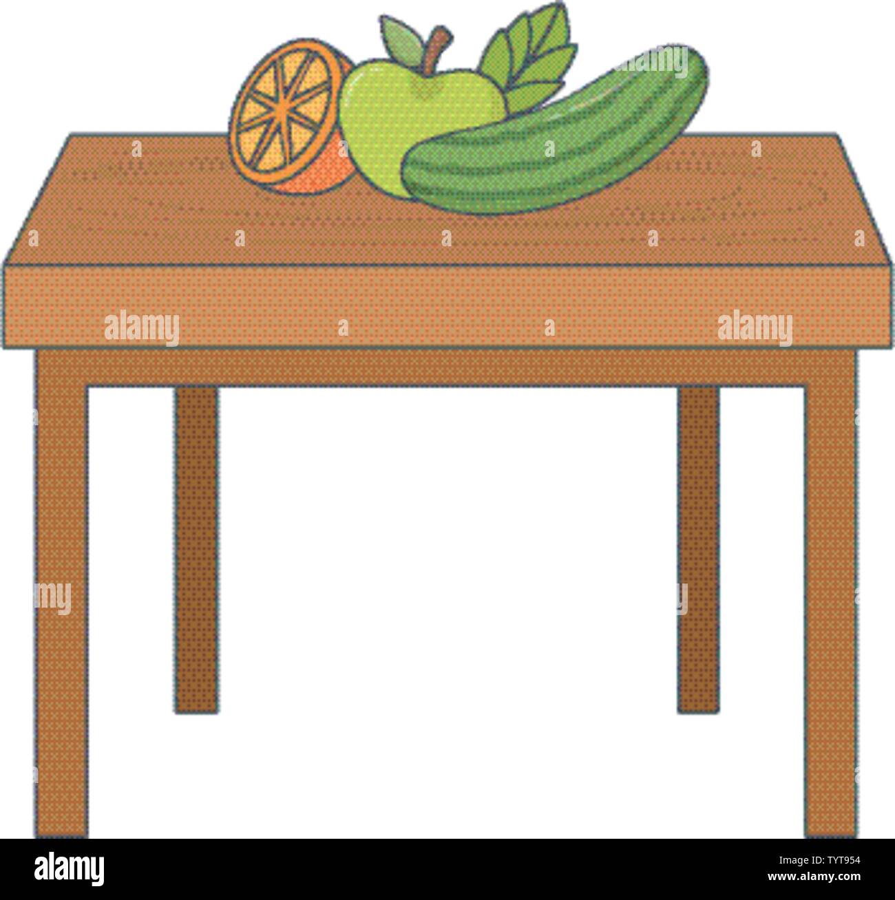 delicious healthy meal fruits mix over wooden table cartoon vector ...