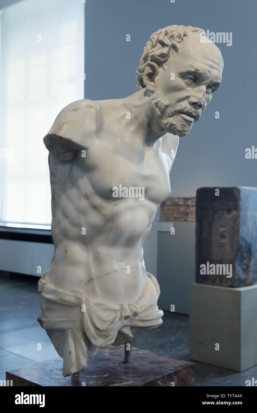 Torso of an Old Fisherman. Roman marble copy after a Hellenistic ...