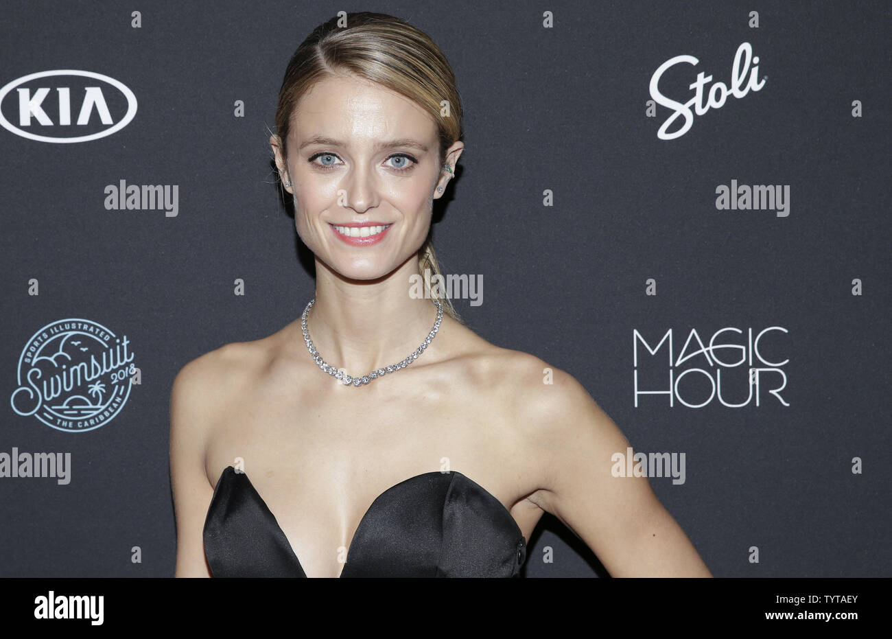 Kate Bock arrives on the red carpet at the Sports Illustrated Swimsuit ...