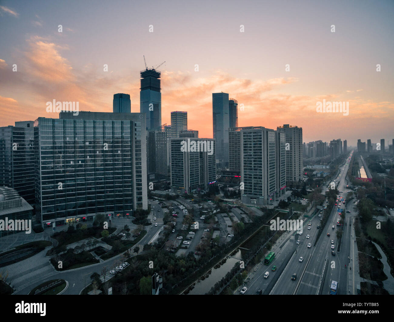 Aerial shooting city buildings Stock Photo - Alamy