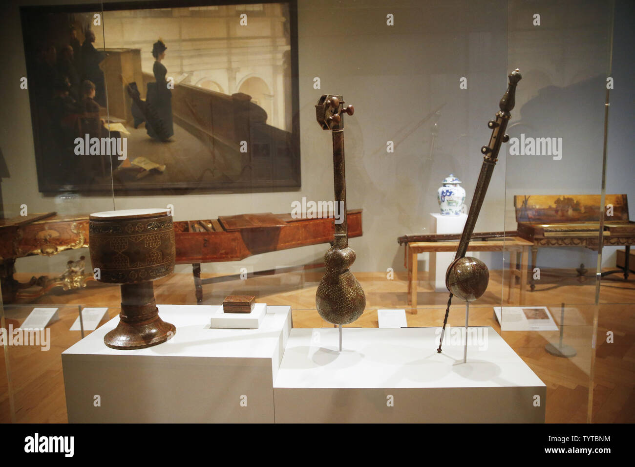 Musical instruments are on display at a press preview for "The Art of ...