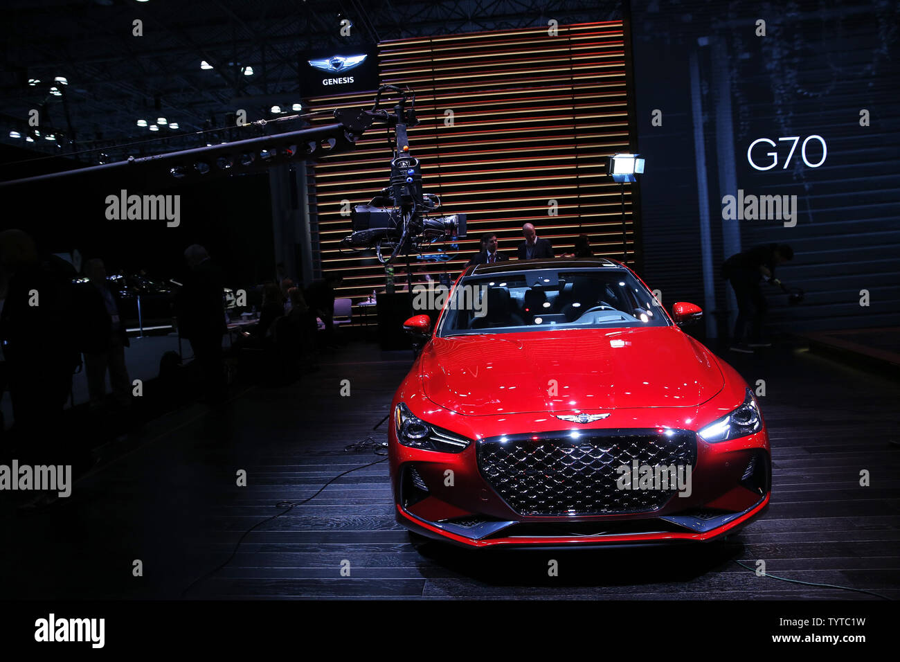 A Genesis G70 is on display at the 2018 New York International Auto ...