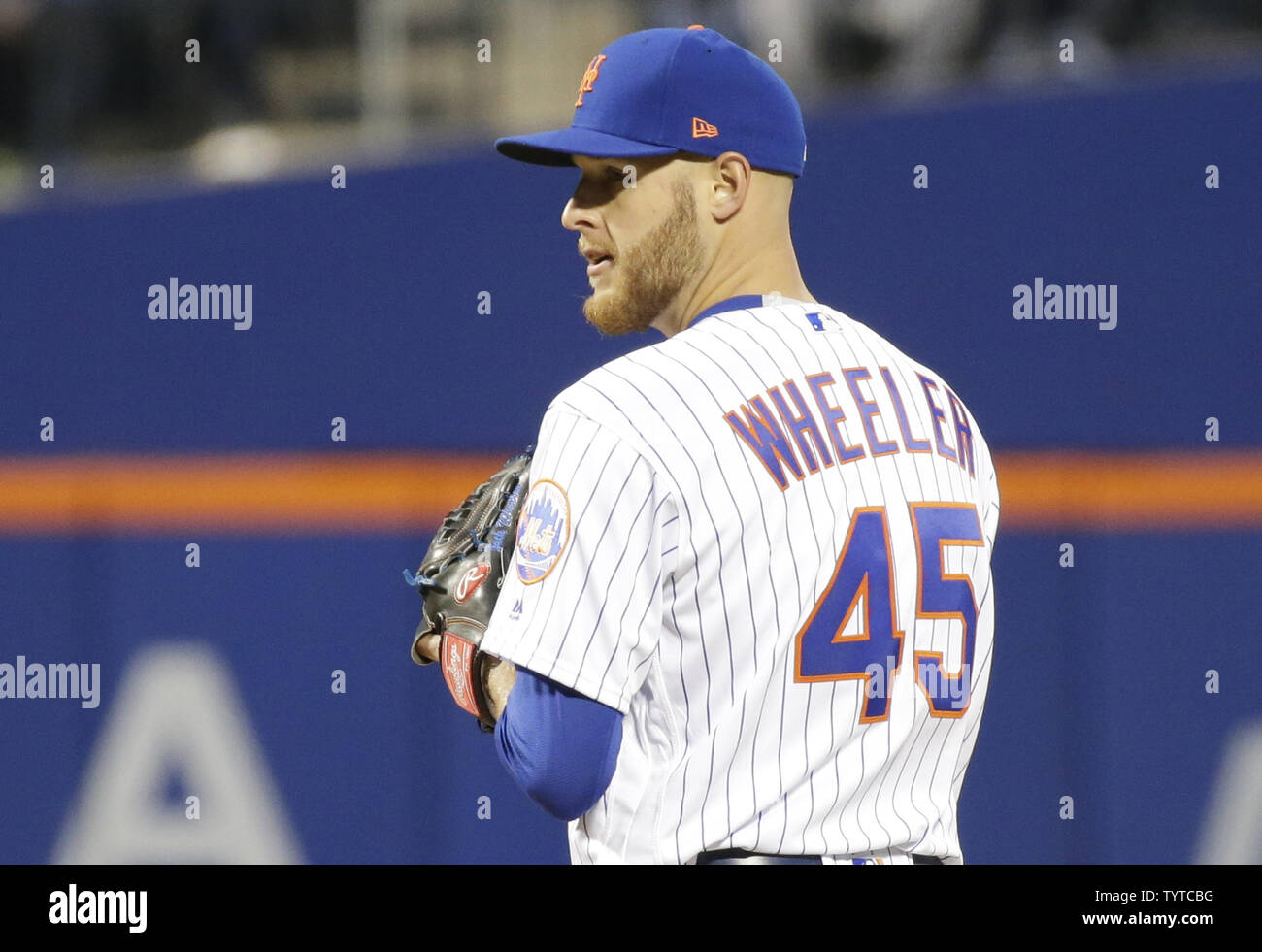 New York Mets starting pitcher Zach Wheeler stands on the mound in the ...