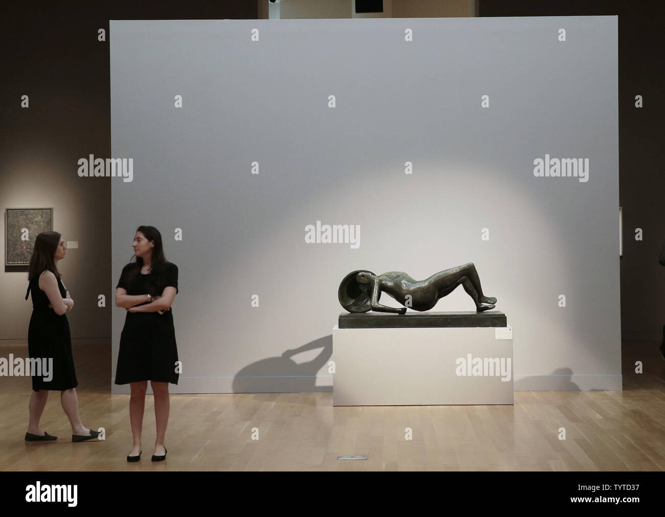 A sculpture by Henry Moore titled Falling Warrior is on display at a ...